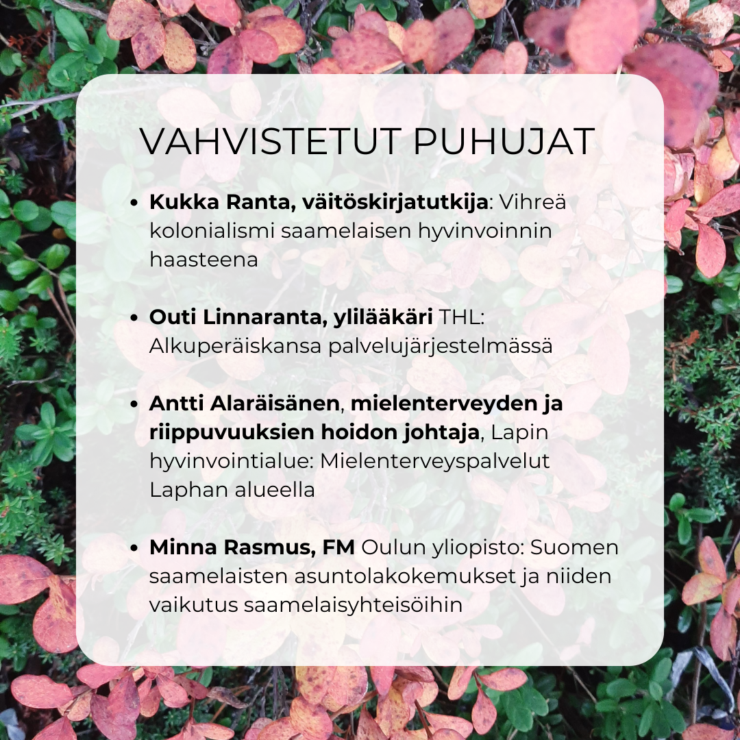 Vahvistetut konferenssipuhujat | Saamelainen psykososiaalisentuen yksikkö